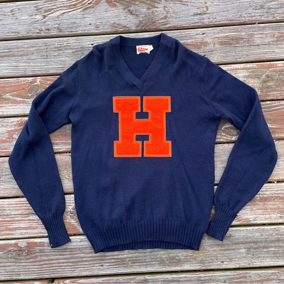 Vintage | Sweaters | Vintage 6s70s Orange H Dehen Wool Letterman ...